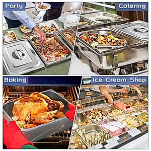 NDSWKR 4 Pack 1/2 Size Half Size Hotel Pan with Lid, 2.5 Inch Deep Stainless Steel Steam Table Pans, Anti-Jam Chafing Pan for Party, Hotel, Restaurant, Cafeterias, Buffet