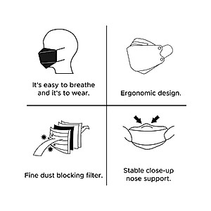 [10 Pack] Black All Keeper KF94 Face Safety Masks 4-Layers Filter Protection