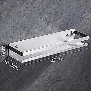 ATNKYOU Bathroom Shelf Adhesive Floating Shelf Stainless Steel Shower Caddy 1 Tier Storage Organizer Rack Wall Mount No Drilling for Bathroom Kitchen Toilet Living Room,40CM