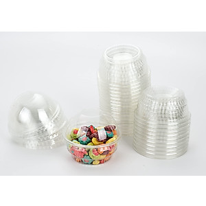 Golden Apple, 3.5oz-30sets Clear Plastic Cups for Ice Cream, Dessert Cups, Snack Bowl with Dome lids no Hole