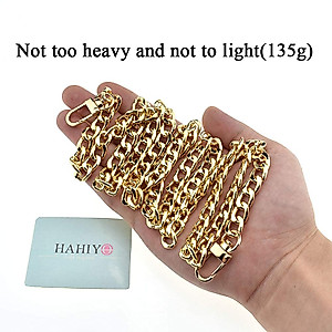 HAHIYO Purse Chain Strap Length 47.2" SPOT-ON Gold for Shoulder Cross Body Sling Purse Handbag Clutch Bag Replacement Strap Comfortable Flat 0.4" Wide Enough 2.4mm Extra Thick Metal Strap 1 Pack