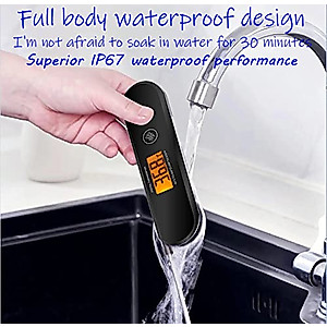 Digital Meat Thermometer for Cooking with Probe and Backlight，IP67 Waterproof CookingThermometer for Grilling BBQ, Kitchen Cooking,Candy,Oil and Roast Turkey ,Instant Read Thermometer Digital(Black)