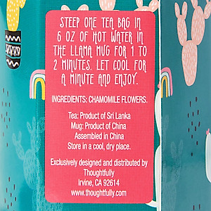 Thoughtfully Gourmet, Llama Mug and Tea Gift Set, Includes Llama Ceramic Mug and Chamomile Tea in Beautiful Gift Packaging, Great Gift for Women and Tea Lovers