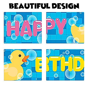 Cute Cartoon Little Yellow Duck Happy Birthday Banner Backdrop Animal Theme Decor Decorations for Yard Sign Gender Reveal Ducky Duck Bday 1st Birthday Party Supplies Background Photo Booth Props Gift