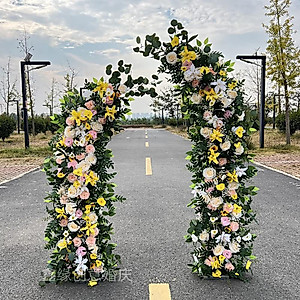 gooatry 6.9&8.2 FT Backdrop Stand,Gold Balloon Arch Stand,Curved Design Flower Balloon Frame,Arch Photography Backdrop Stand for Wedding,Party,Birthday,Event Decor,(2.1M&2.5M,6.9&8.2 FT)