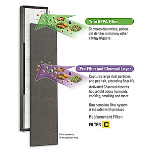 GermGuardian Genuine Carbon Air Purifier Replacement Filter for Use with FLT5000 Filter C for Air Purifier Models AC5000, AC5300, AC5350, CDAP5500 and PureGuardian Model AP2800CA, 4-Pack FLT28CB4