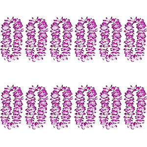 12 Pcs Thicken 41 Inch Purple Hawaiian Leis for Graduation Party, Dance Party, Photo Prop in Outdoors (12 Pcs)