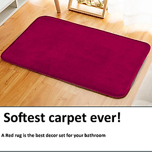 Red Bathroom Rugs Comfort Memory Foam 3 Piece Non-Slip Bath Mats, Absorbent Shaggy Rugs, Machine Wash, Perfect Plush Bathroom Mats, Bathroom Carpets Set with U-Shaped Toilet Bath Mats