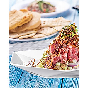 DELLING 13.7 inch Serving Platter, Geometric Serving Plates, White Porcelain Platters for Serving Food, Serving Trays for Party, Entertaining, Appetizer, Fruit, Salad, Oven Safe Dinnerware Set of 3