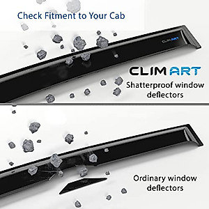 CLIM ART in-Channel Incredibly Durable Rain Guards for Ford F150 2015-2020 SuperCrew, Original Window Deflectors, Vent Deflector, Vent Window Visors, Dark Smoke Truck Accessories, 4 pcs- 615010LP