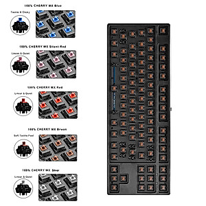 EPOMAKER Hello GANSS GS87D Bluetooth Mechanical Keyboard Connect 5 Devices, PBT Keycaps, Type-C Cable for Windows Mac Gaming (Cherry Blue Switch, Black Gold)