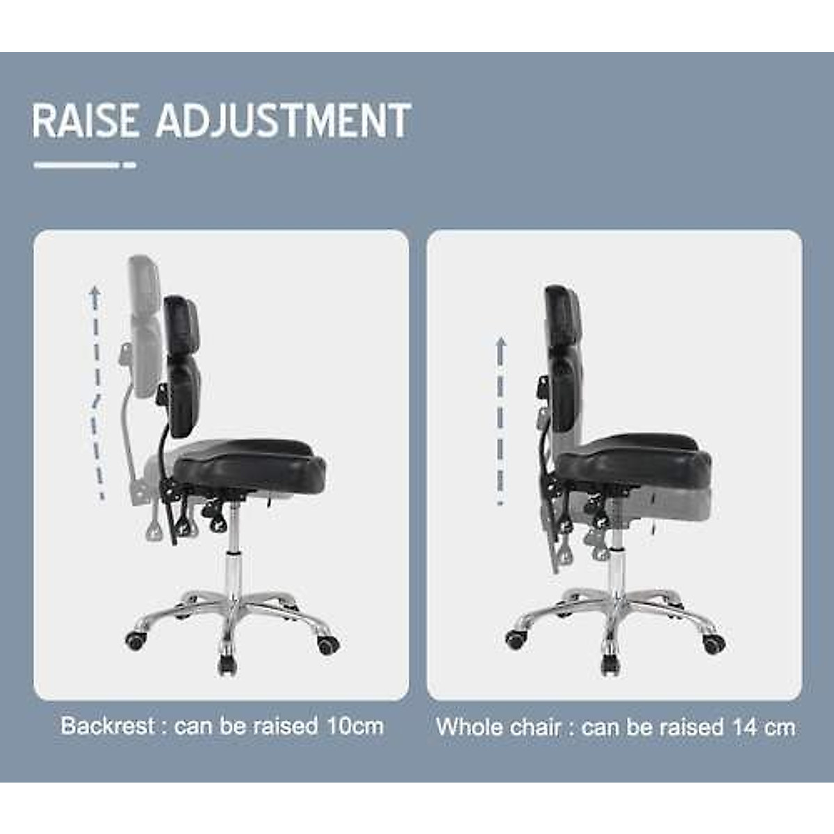 TULLY Tattoo Master Chair Heavy Duty Metal Rolling Base Professional Hydraulic Stool Adjustable Height 18”-24”, Black