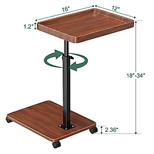 XNSDXV C Table End Table Adjustable Height, 360°Swivel TV Tray Table for Small Spaces, Couch Tables That Slide Under, C Shaped Side Tables Living Room and Bedroom for Sofa, Bed,Chair, Snack (Black)