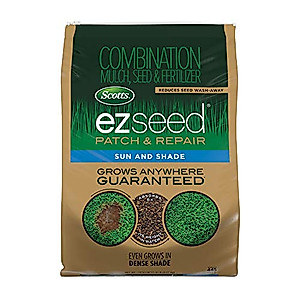 Scotts EZ Seed Patch & Repair Sun and Shade Mulch, Grass Seed, Fertilizer Combination for Bare Spots and Repair, 20 lb