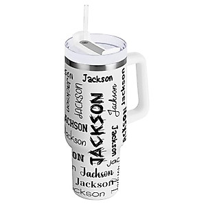 White Smoke Tumbler Handle Lid and Straw Custom Water Bottle Stainless Steel Coffee Travel Tumbler Mug Cup Gifts for Men Women 30oz