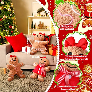 Konohan 3 Pcs Christmas Gingerbread Pillows Gingerbread House Gingerbread Man Throw Pillows Stuffed Gingerbread Shaped Pillow for Christmas Party Outdoor Cushion Decorations(Cute Style)