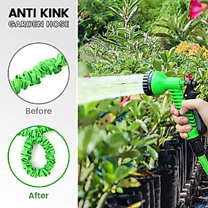 Expandable Garden Hose, Flexible Water Hose with 7 Function Hose Spray Nozzle