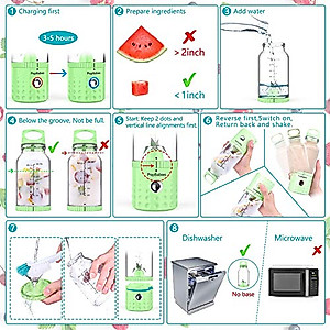 Portable Blender, PopBabies Personal Blender, Smoothie Blender. Rechargeable USB Blender Corolina Blue & Princess Pink & Apple Green