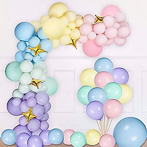 Pastel Latex Balloons 185 Pcs Assorted Macaron Balloons Garland Kit for Baby Shower Wedding Birthday Party Supplies
