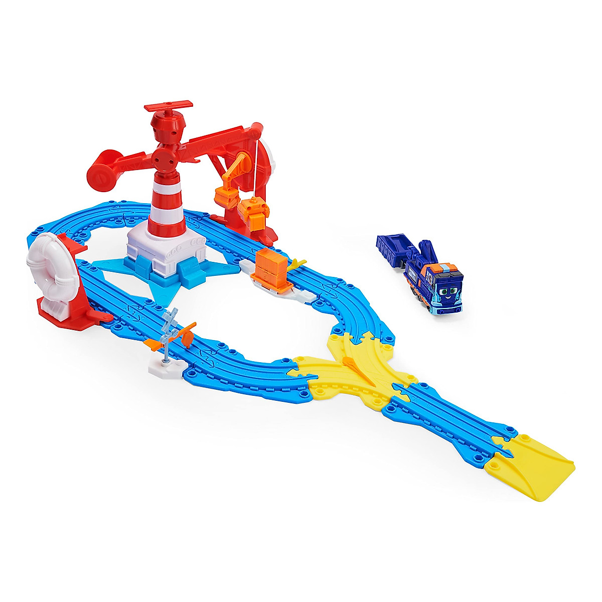 Mighty Express, Port Station Playset with Exclusive Mechanic Milo Toy Train and Magnetic Crane