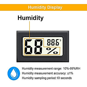 JEDEW 2-Pack Hygrometer Gauge Thermometer Indoor/Outdoor,Mini Digital Temperature Humidity Meter for Humidifiers Greenhouse Reptile Plant Humidors,LCD Monitor, Display in Fahrenheit (℉)