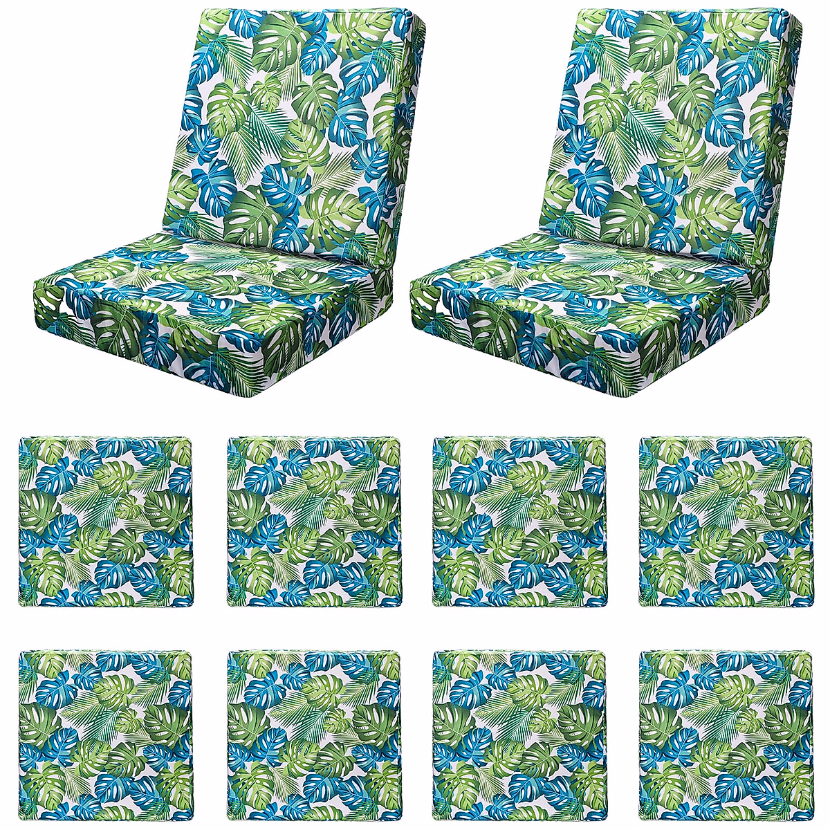 Batiyeer 8 Pcs Outdoor Cushion Slipcovers Patio Chair Cushion Covers Replacement Waterproof Square Outdoor Seat (20 x 20 x 4 Inch)