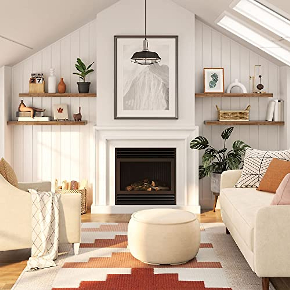 ALLOSWELL Floating Shelves, Decorative Wall Shelf Set of 2, 31.5 inch, Long Hanging Shelves, Easy to Install, for Kitchen, Living Room, Bathroom, Laundry Room, Rustic Brown FSHR8001S2