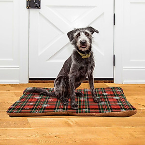 YETTASBIN Christmas Snowflake Plaid Crate Pet Bed, Portable Washable Dog Cat Mat, Soft Comfortable Pet Mattress with Non-Slip Bottom for Dogs Cats Sleeping, 24 x 18 Inch