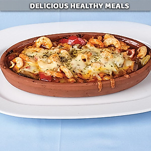 Handmade Oval Clay Pan Set of 2, Lead-Free Terracotta Pots for Cooking Fishes, Meat, Vegetables, or Mushrooms, Unglazed Earthen Pottery Cookware Suitable for Stovetop and Oven-Cooking (Large 12.2 in)