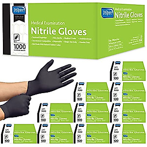 Inspire Black Nitrile Gloves | THE ORIGINAL Quality Black Gloves Disposable Latex Free | 4.5 Medical Gloves Cooking Gloves, Food Prep Gloves Mechanic Gloves Disposable Gloves Cleaning Gloves, Tattoo
