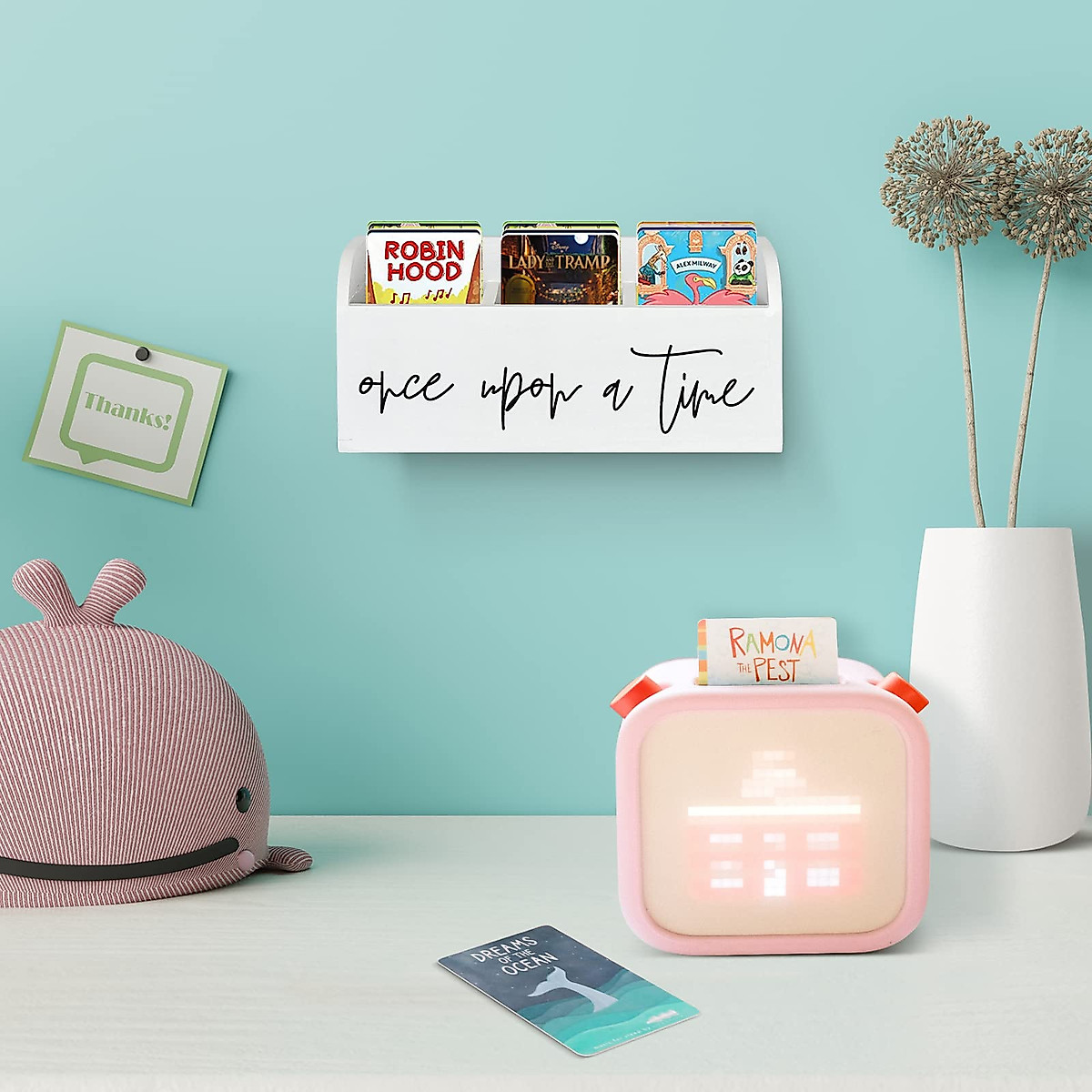 Yoto Card Holder,Wooden Yoto Card Case, Yoto Card Storage Box with Two Compartments, Wood Trading Deck Box Card Storage Box-Designed to Hold Yoto Mini Audio Cards (White, 3 compartments)