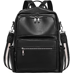 MYHOZEE Backpack Purse for Women, Fashion Backpacks Handbags PU Leather Black Back Pack Purses Anti Theft Work Travel Bagpack Designer Satchel Bags Convertible Shoulder Bag with Removable Strap