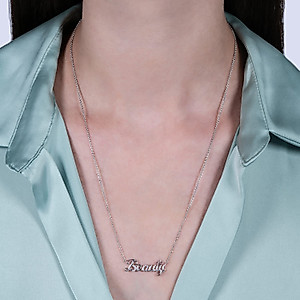 Jewelili Enchanted Disney Fine Jewelry Sterling Silver 1/10 Cttw Diamond Belle Editorial Necklace