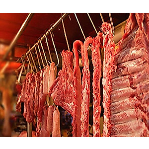 4pc 9" Heavy Duty & Thick ALAZCO Stainless Steel Meat Processing Butcher Hook - Wild Game, Smoking Ribs BBQ Large Fish, Hunting, Carcass Deer Hanging S-Hook Excellent Quality 9mm Thick