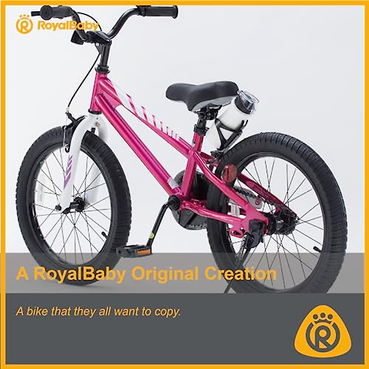 RoyalBaby Freestyle Kids Bike for Boys Girls Childrens Bicycle with Kickstand, 18 Inch Fuchsia