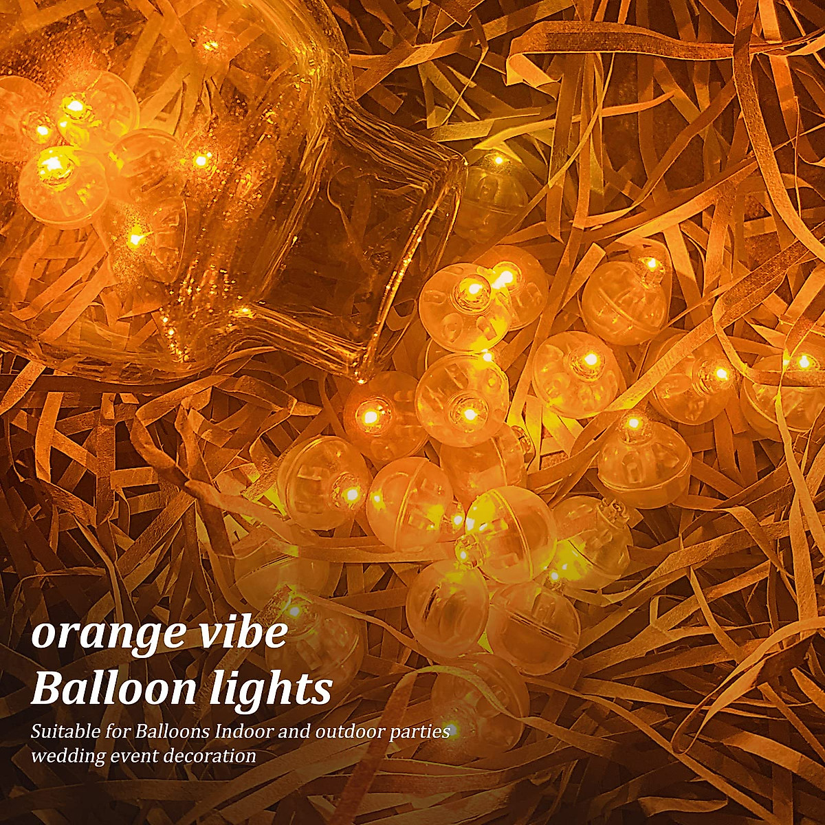 Aogist 100pcs Orange Flash Balloon Light with Loop for Hanging,Mini Ball Lights Led Drinks Lights Round Tiny Light for Paper Lanterns Balloons Birthday Party Event Wedding Decoration