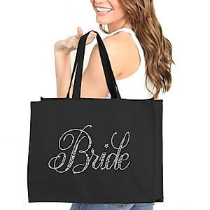 Flirty MATRON OF HONOR Rhinestone Tote Collection - Bachelorette Party Tote Bag Black