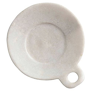 Creative Co-Op Small Marble Handle Dish, 4", White
