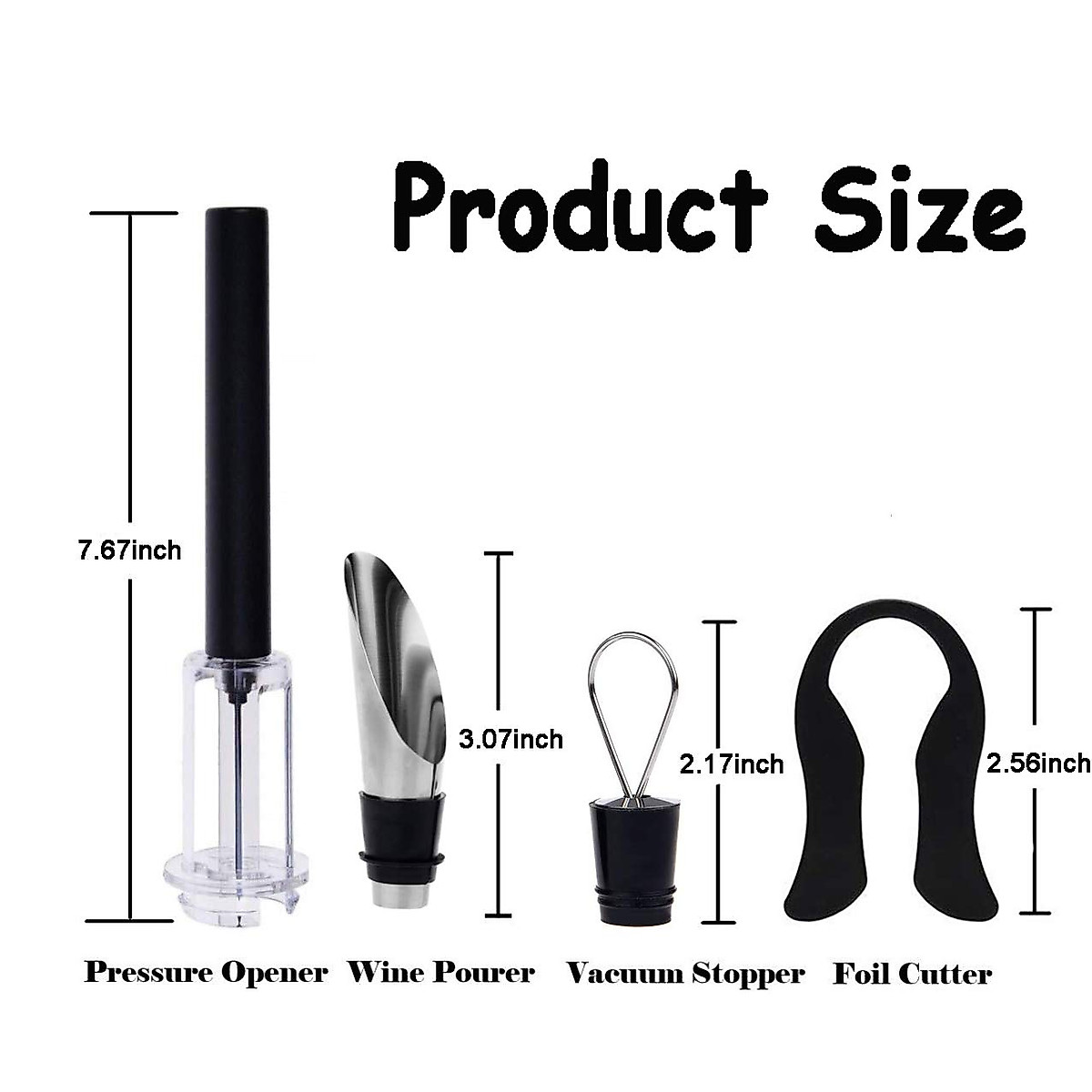 Wine Bottle Opener Wine Corkscrew Cork Remover Air Pressure Pump + Foil Cutter + Wine Bottle Stopper + Wine Pourer (Opener)
