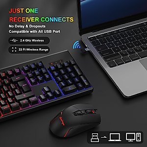 BlueFinger Rainbow Wired Gaming Keyboard and Mouse Combo, RGB Backlit Keyboard with 104 Key, USB Illuminated Gaming Mouse Set for Computer PC Gamer Laptop Mac PS5