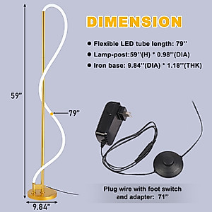 DEC LUCE DECOLUCE LIGHTING Modern LED Gold Floor Lamp, Flexible DIY Modeling Tall Standing Lamp, 35W/2700lm Ultra Bright White Light Corner Floor lamp for Bedroom, Living Room, Office