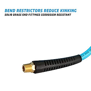 WYNNsky 1/4''×10ft Recoil PU Air Hose, Air Compressor Hose with Swivel Fittings and Bend Restrictors