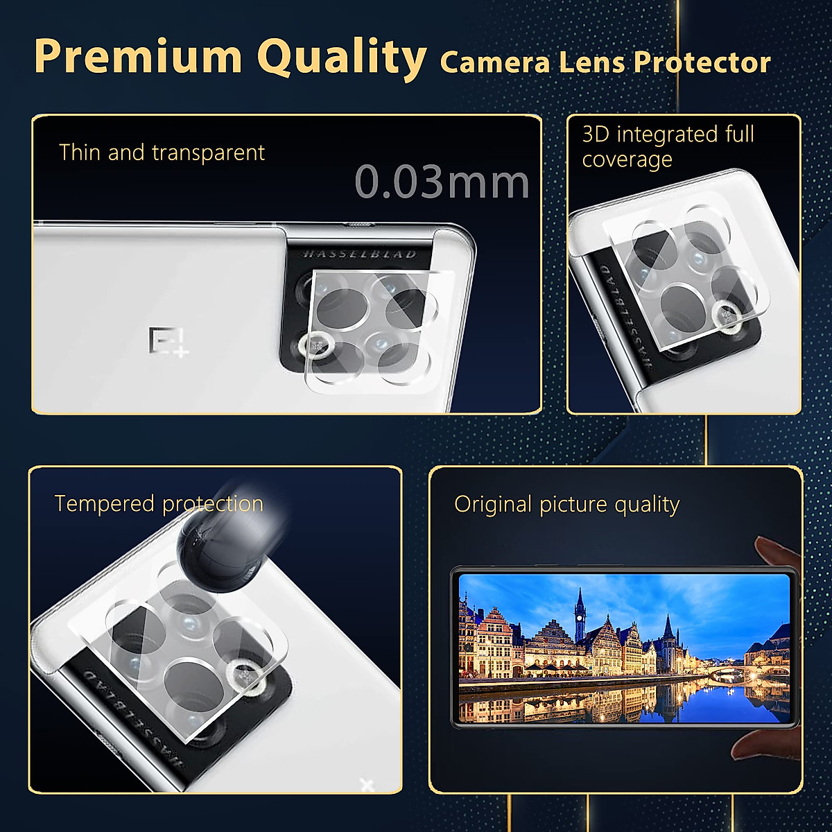 WILLONE [2+2 For OnePlus 10 Pro Screen Protector Tempered Glass 2 Pcs, Camera Lens Protector 2 Pcs, Support Fingerprint Sensor, 9H Hardness, Bubble Free, HD Film for OnePlus 10 Pro 5G