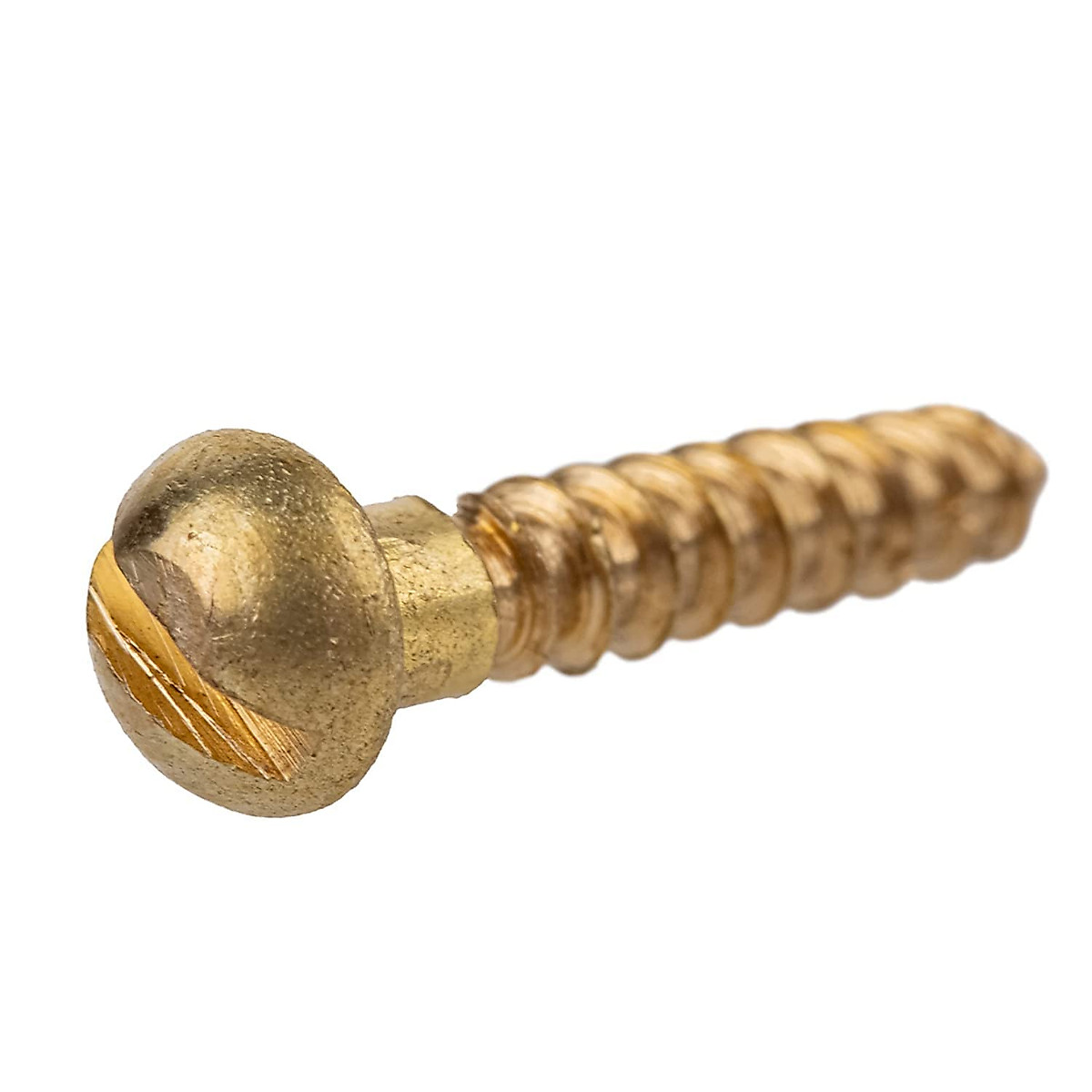 #6 x 5/8" Solid Brass Round Head Slott Drive Wood Screws - Pack of 25 - Self Tapping Screws for Wood - RH6-B (25)