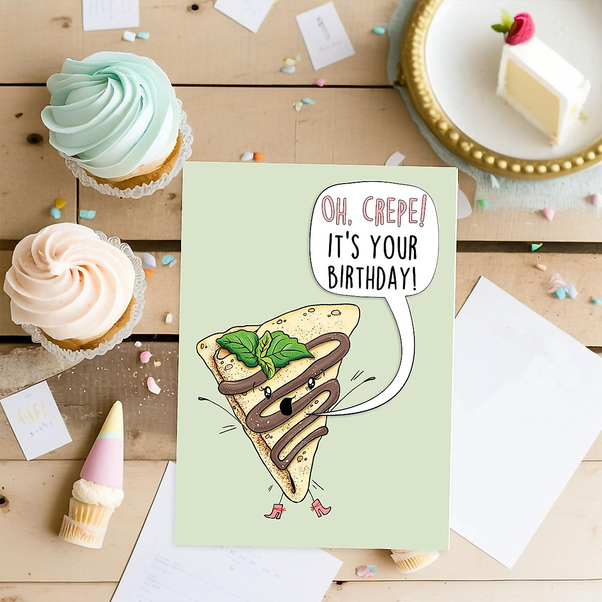 The Letter Bee - Crepe Birthday Card, Food Pun Birthday Card, Funny Birthday Card, Funny Brithday Card for Friends, Happy Birthday Card from Him or Her, Crepe Card, Funny Greeting Card (Crepe)