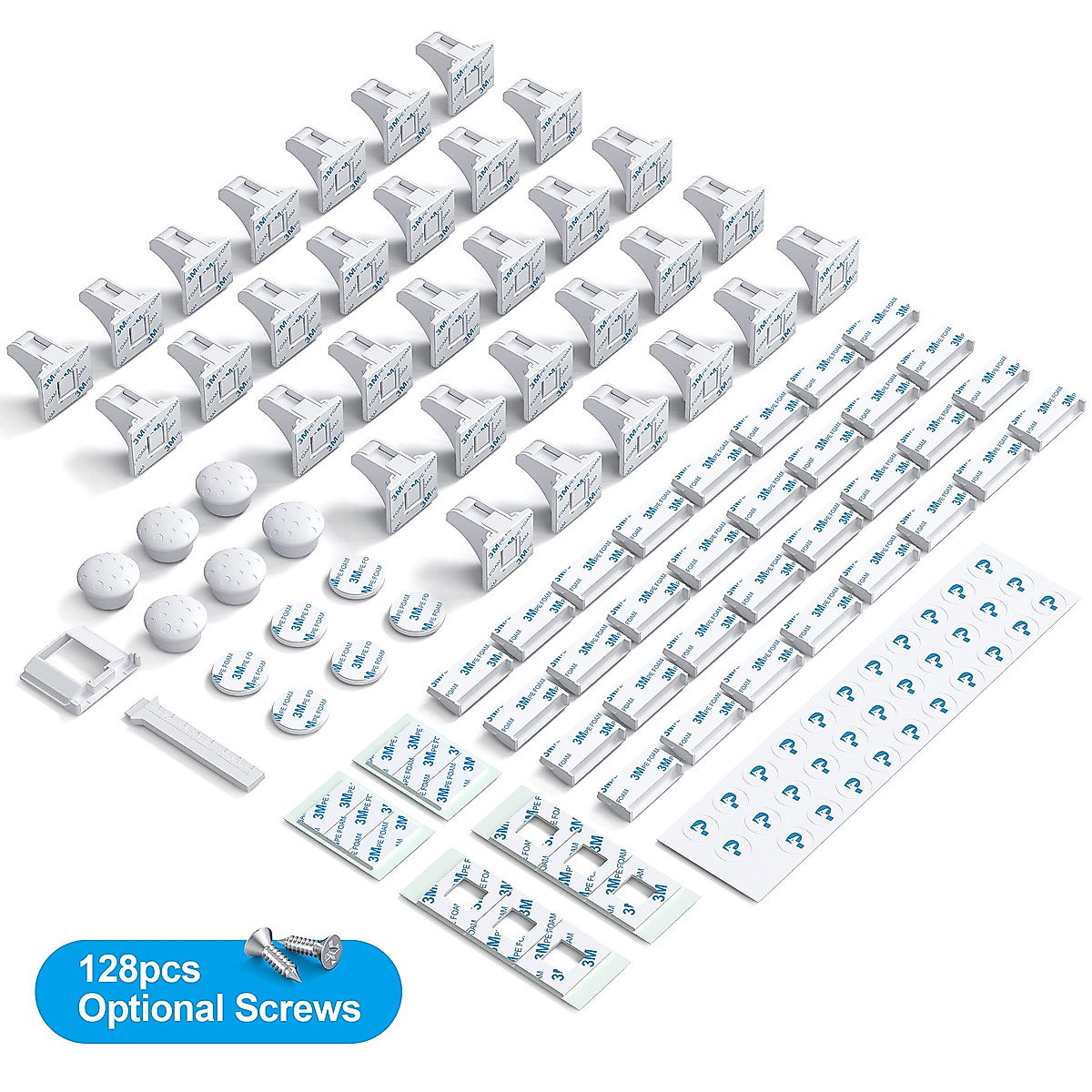 Upgraded Magnetic Cabinet Locks (32Locks and 6 Keys) Baby Proofing Magnetic Safety Locks with 3M Adhesive, One Minute Fast, Easy and No Drill Installation