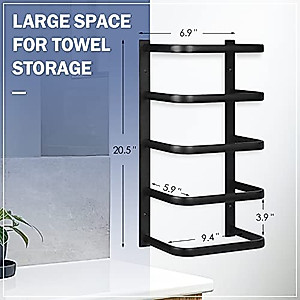 Towel Racks for Bathroom Wall Mounted, Bath Towel Holder, Bathroom Wall Towel Storage, Black Stainless Steel Wall Towel Racks for Rolled Bath Towels, Hand Towels, Washcloths in Bathroom/RV/Camper