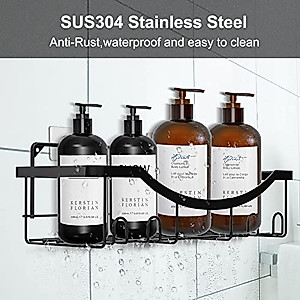 FANTINEE 4 Pack Shower Shelf for Inside Shower,Shower Caddy Basket Shelf with Soap Holder and Toothbrush Holder,Shower Wall Shelves for Bathroom Shower Storage Organizer Black