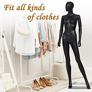 Kinfant Female Full Body Mannequin - 6 Ft Detachable Dress Form Display Mannequin Stand with Metal Base, Adjustable Dress Model for Fashion Store, Clothing Design, Black