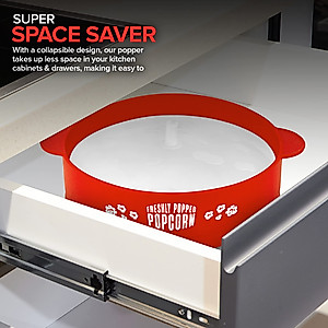 Silicone Microwave Popcorn Popper (Red) Air Popper Popcorn Maker No Oil Required, Collapsible Pop-Corn bowl with Lid, Reusable, BPA-Free, Dishwasher Safe